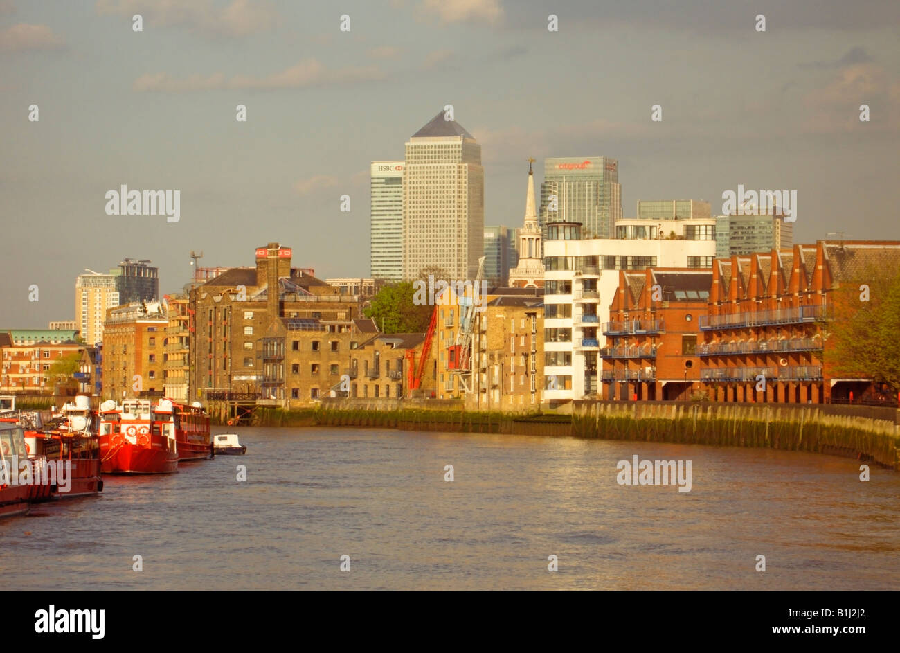 Canary Wharf View from the Thames Path Rotherhithe Bermondsey River ...