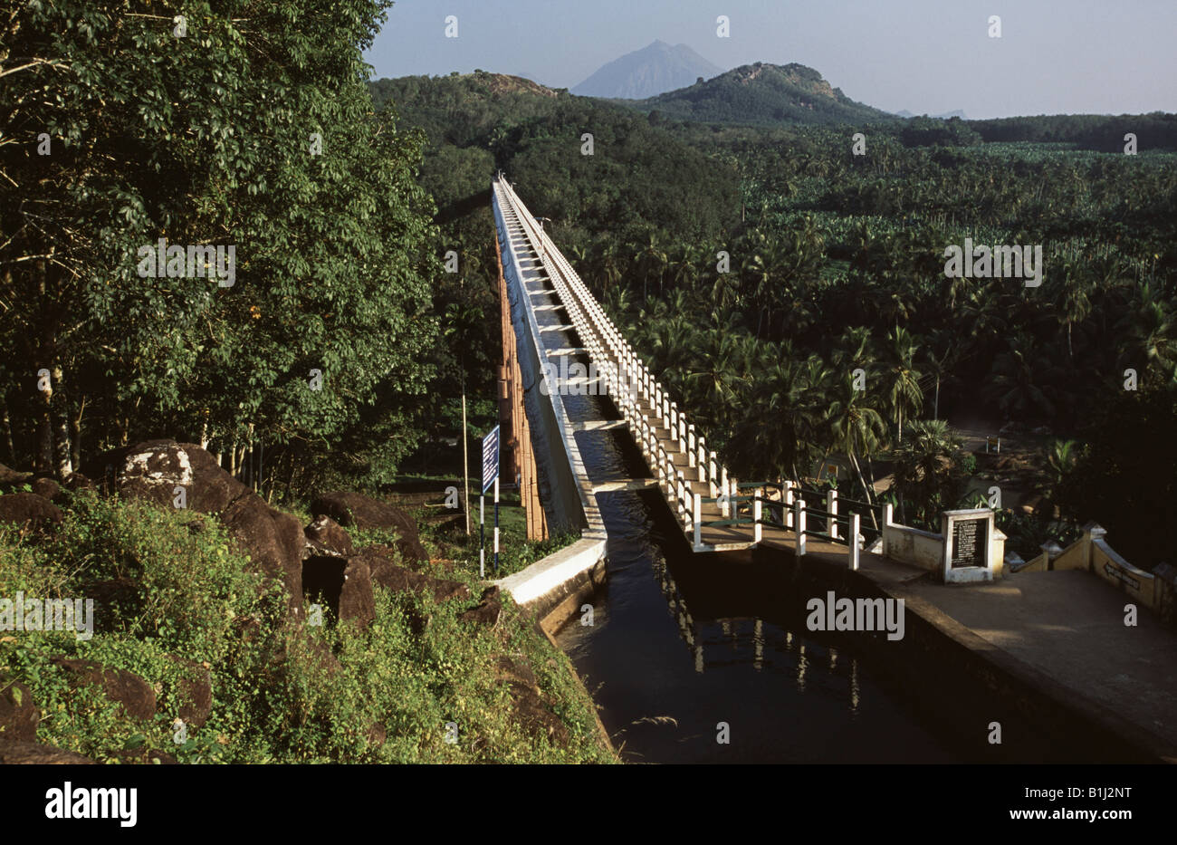 High angle view of a bridge, Mathur Hanging Trough, Mathur, Tamil Nadu ...