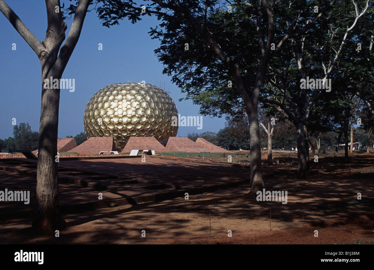 Sphere shaped building in a field, Matrimandir, Auroville, Tamil Nadu ...