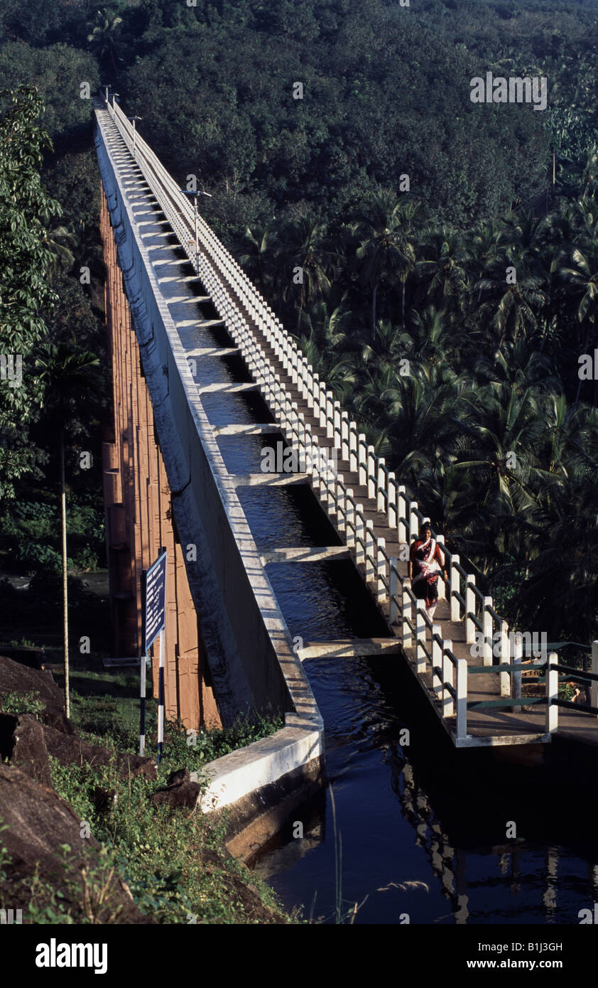 High angle view of a bridge, Mathur Hanging Trough, Tamil Nadu, India ...