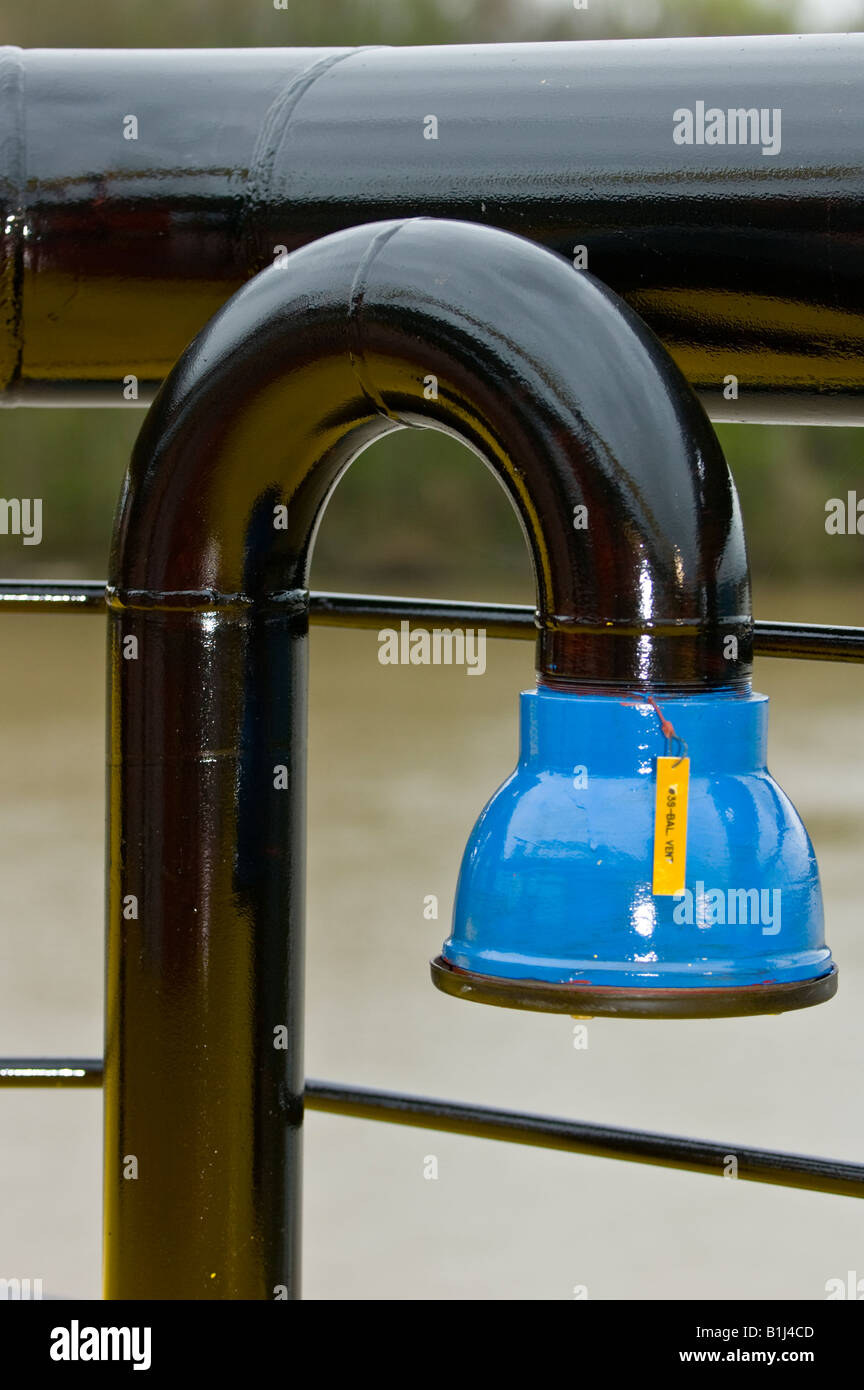 Vent on double hull fuel barge Stock Photo - Alamy