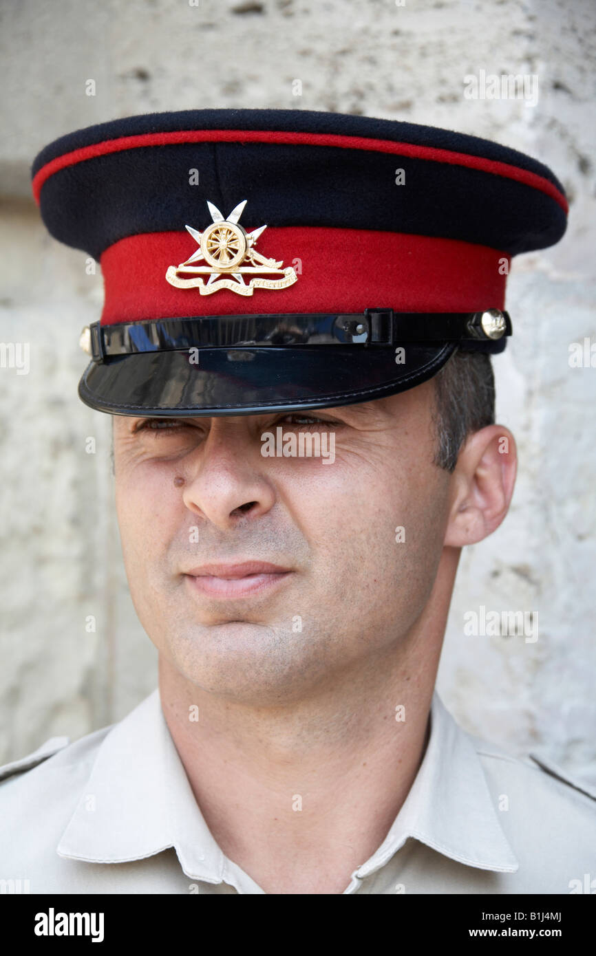 Soldier or guard outside Grand Masters Palace in Mediterranean island ...