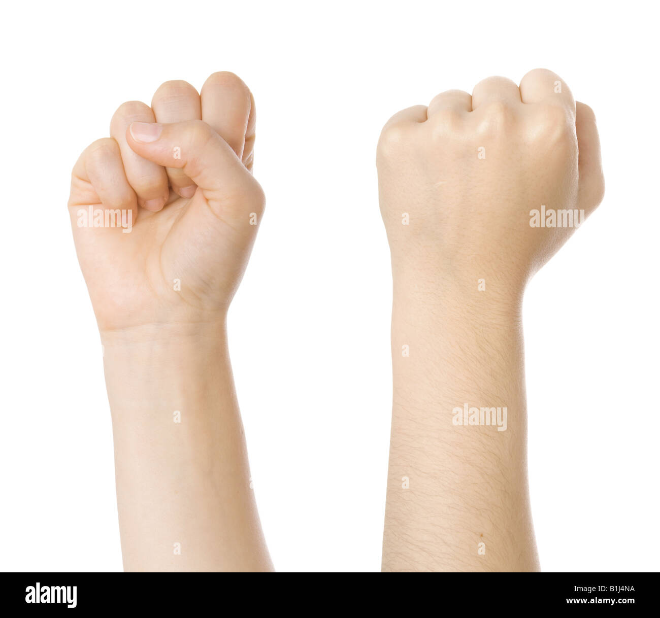 Concept for struggle sign made with hands isolated on white Stock Photo ...