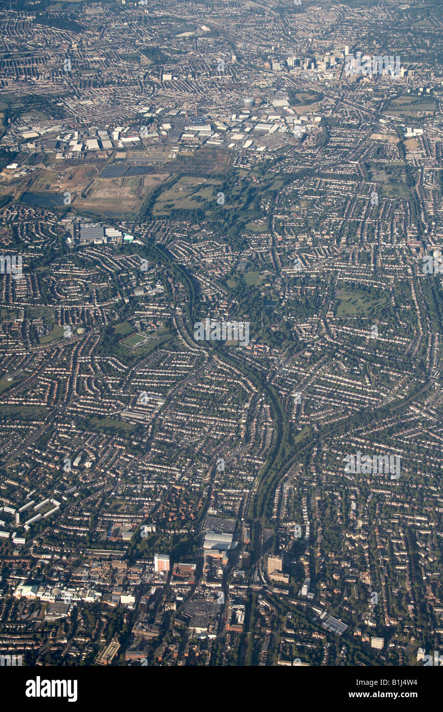 Aerial view east of Sutton Carshalton Wallington Croydon London SM6 CR0 ...