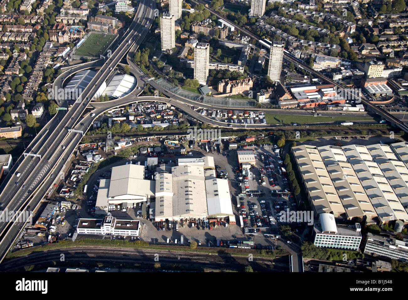Aerial view north east of White City Roundabout A40 M West Cross Route ...