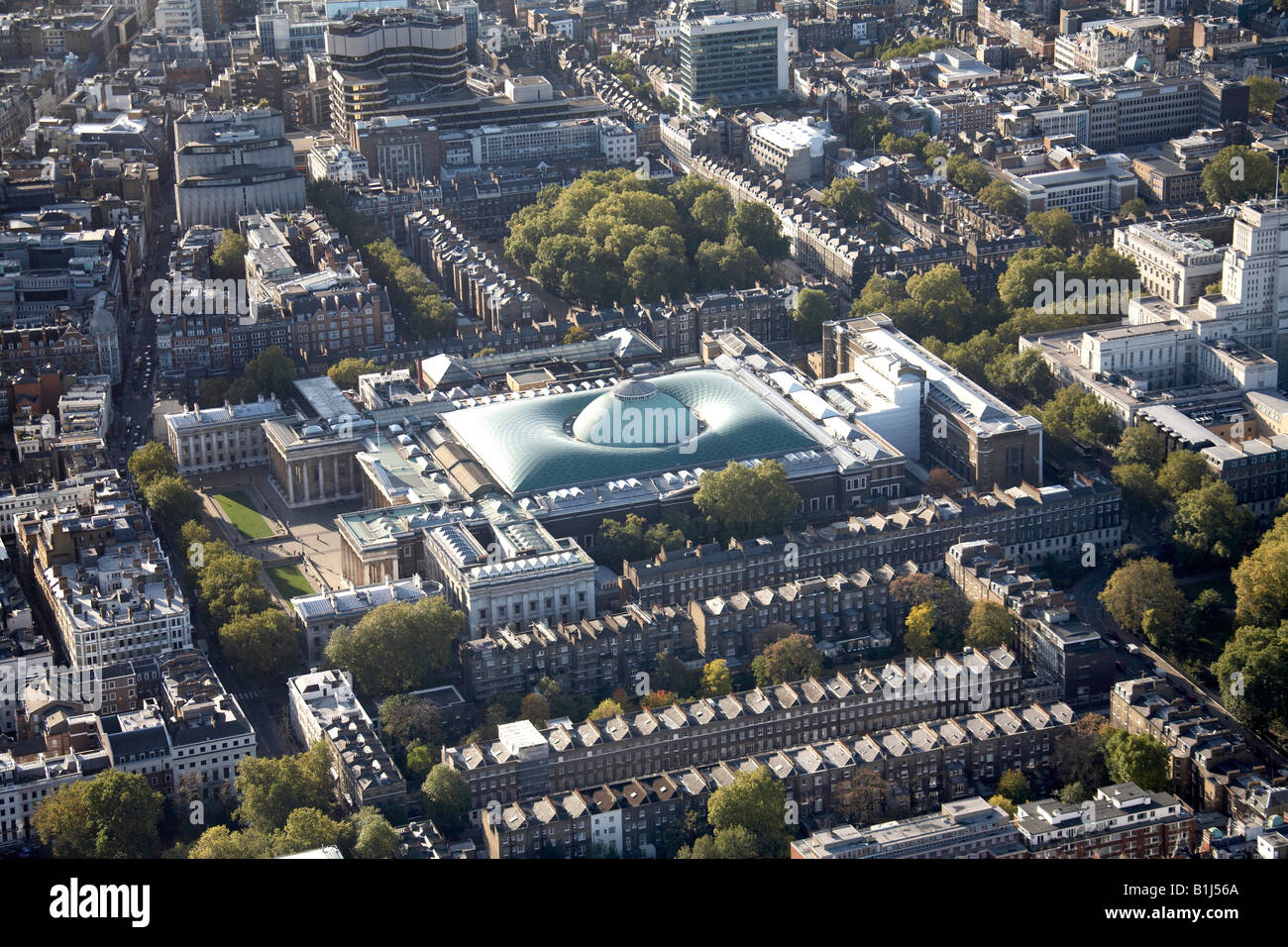 Aerial view south west of The British Museum and inner city buildings ...