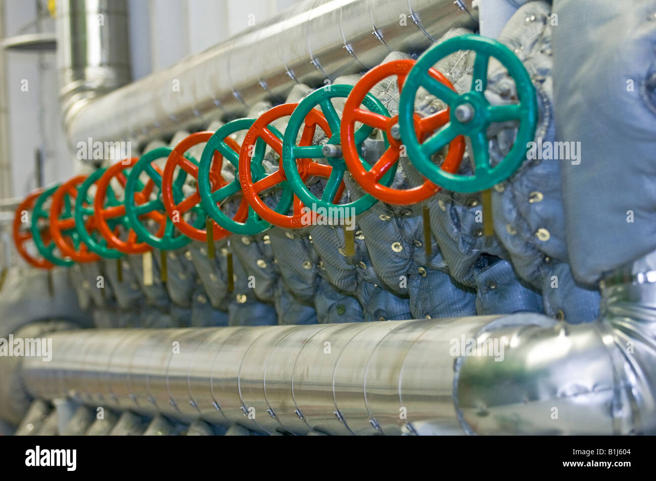 heat controls on double hull fuel barge i Stock Photo - Alamy