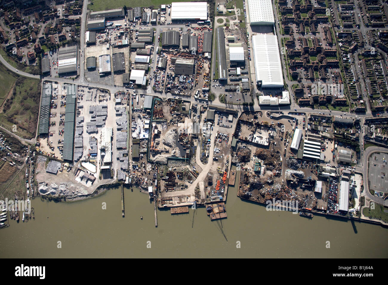 Aerial view south of Manford Industrial Estate and Ray Lamb Way Erith ...