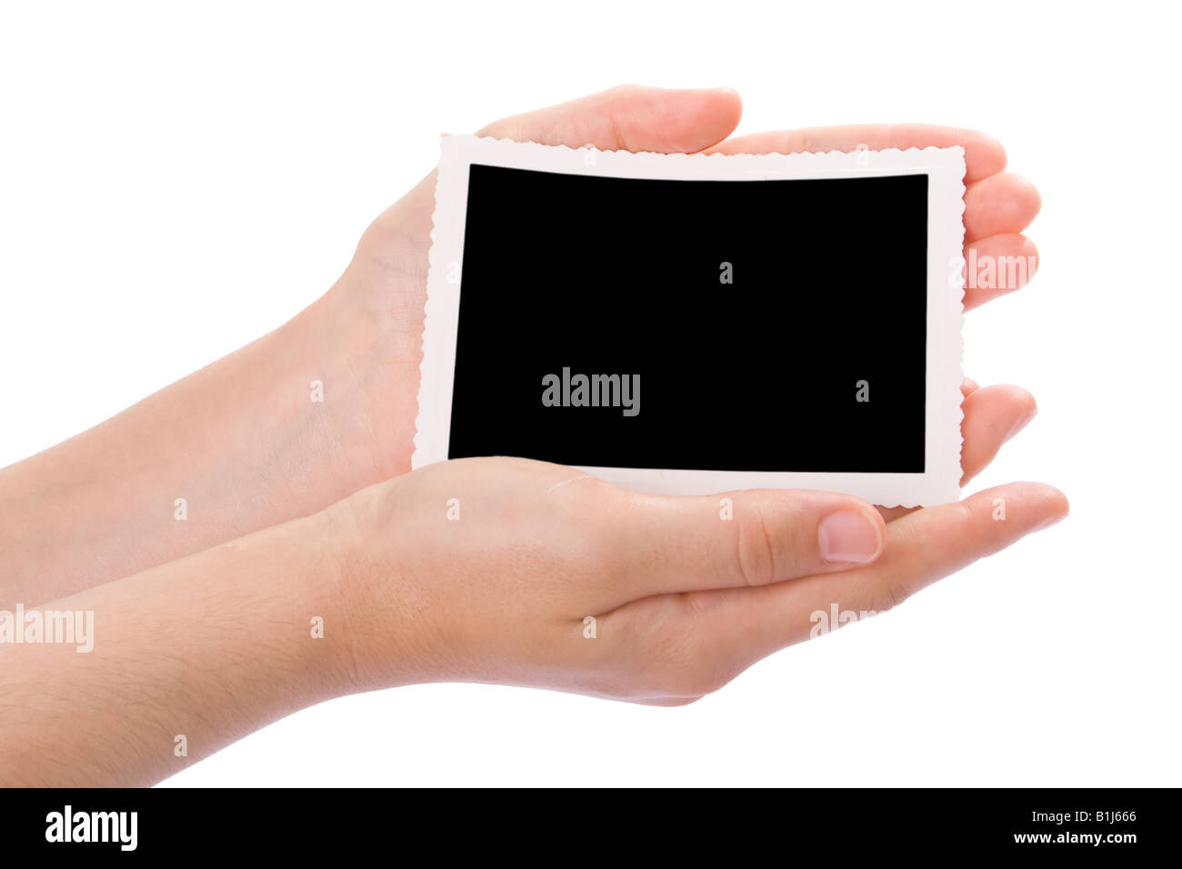 Hand holding a photograph isolated on a white background Stock Photo ...