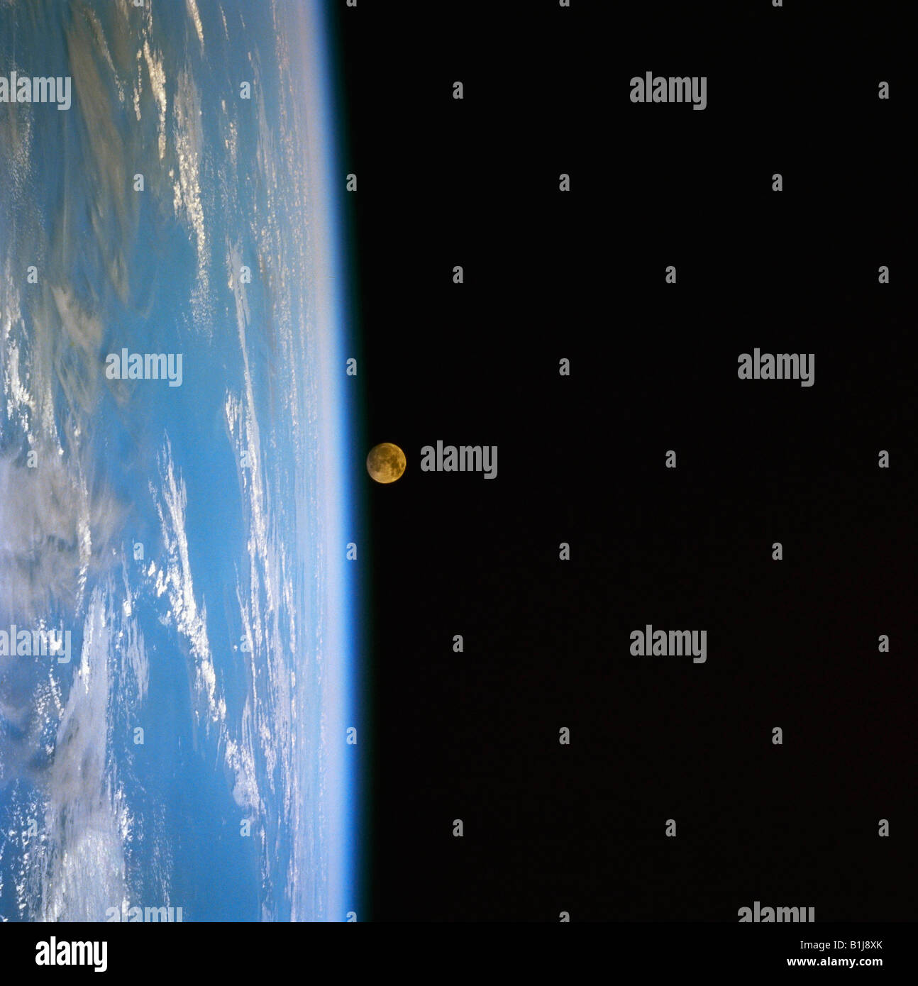 Moonrise over the Earth View from Space Stock Photo - Alamy