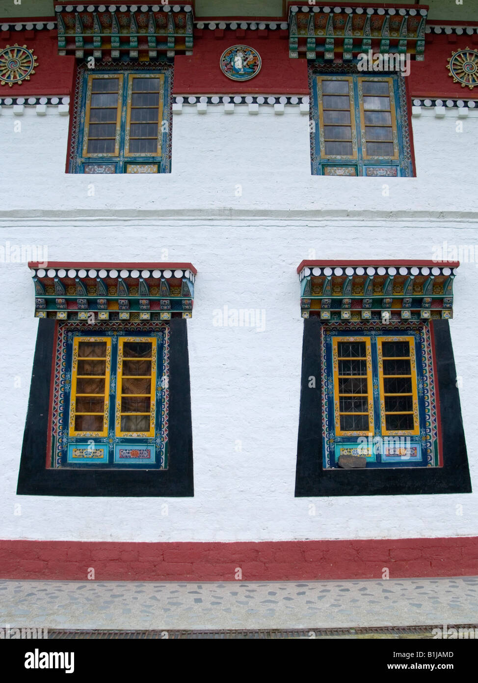 Tibetan windows on Phodong Monastery in Sikkim Stock Photo - Alamy
