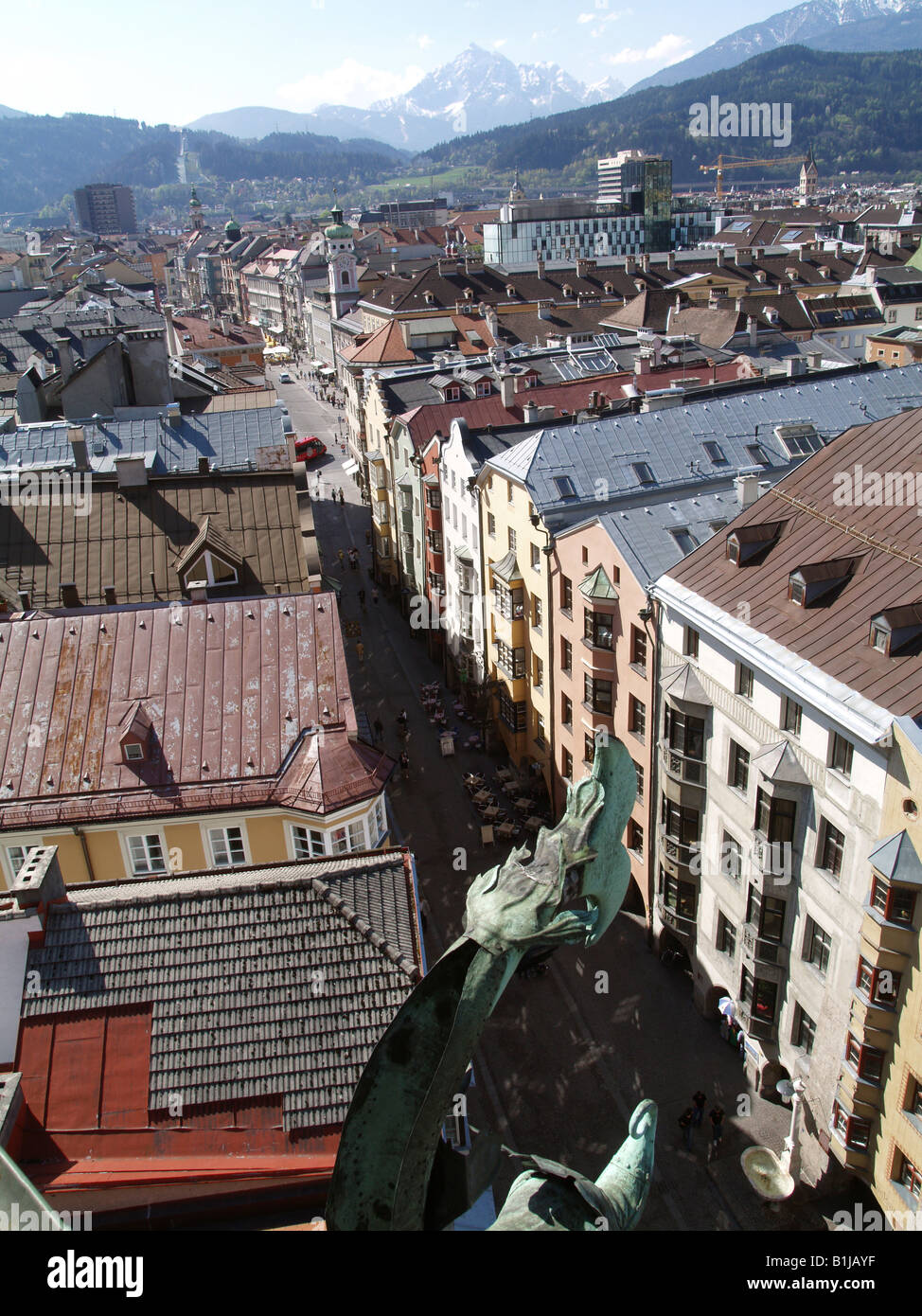 Innsbruck, view from tower Martinsturm to the old town, Austria, Tyrol ...