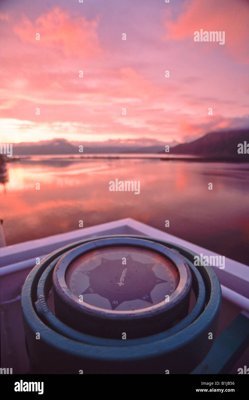 Compass on bridge wing, Horizon Anchorage, delivers between Tacoma, WA ...