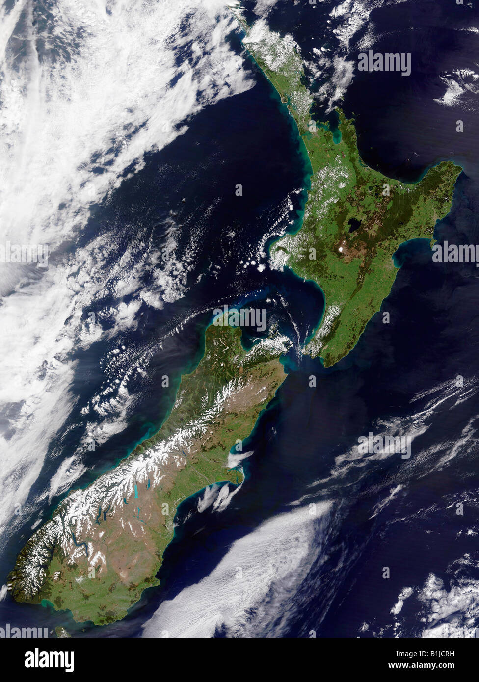 Satellite view of New Zealand Stock Photo - Alamy