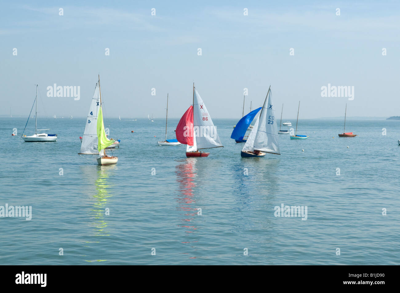 many sailing boats on the sea Stock Photo - Alamy