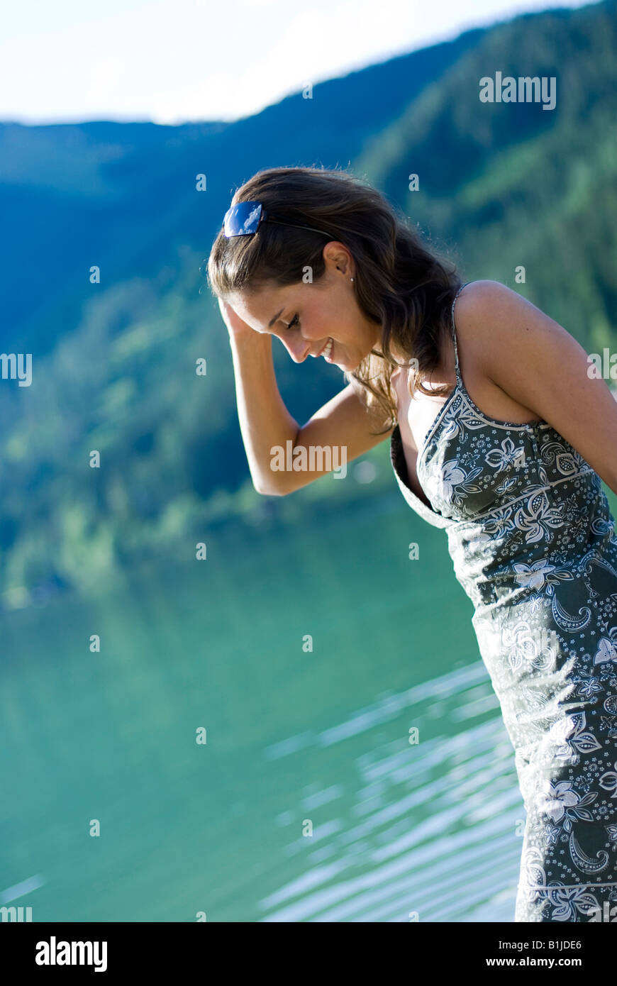 Woman wading lake dress hi-res stock photography and images - Alamy