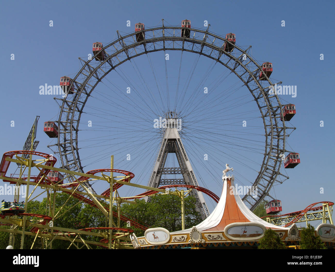 giant ferris wheel at the amusement park Wiener Prater, Austria, Vienna ...