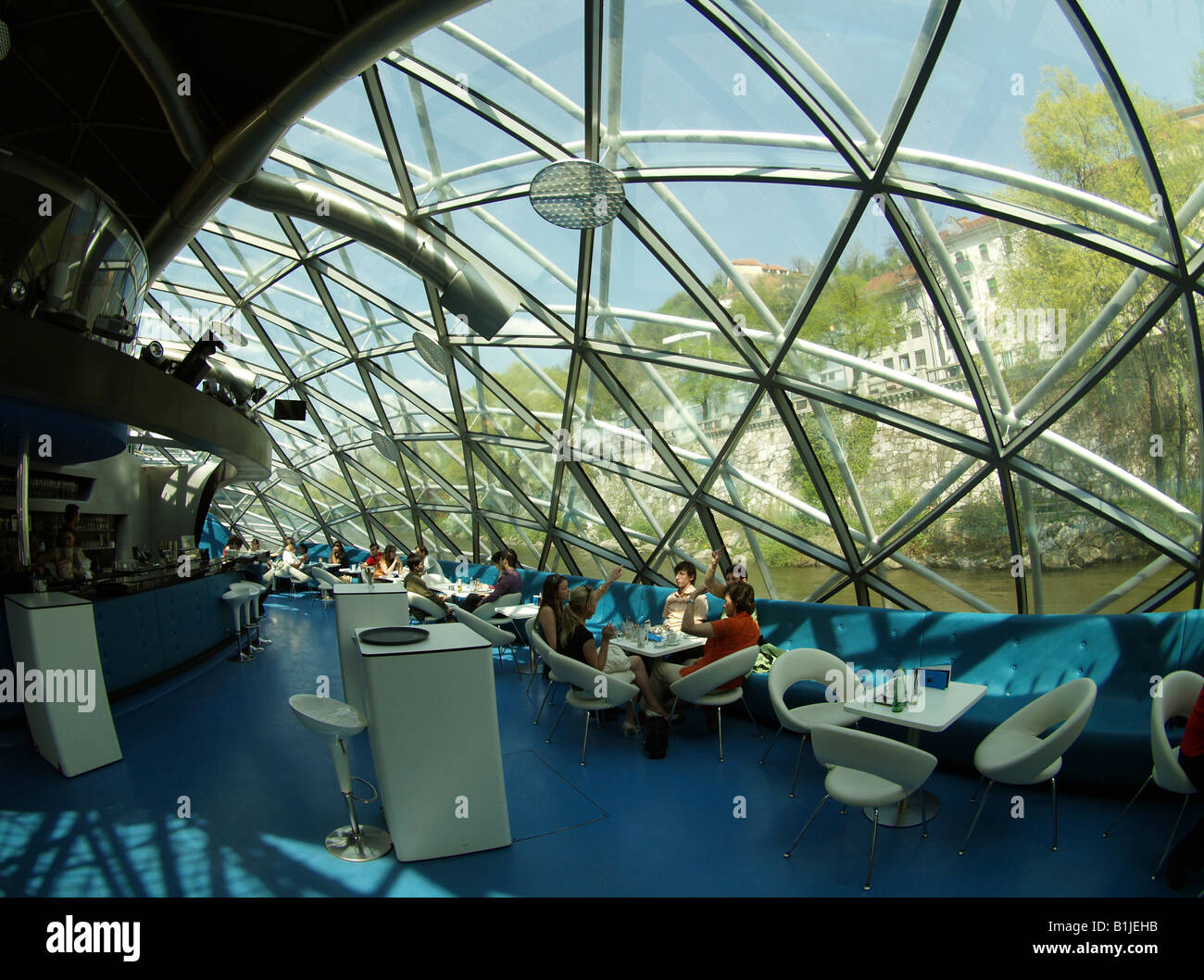 Graz, artificial island in river Mur, Austria, Graz Stock Photo - Alamy