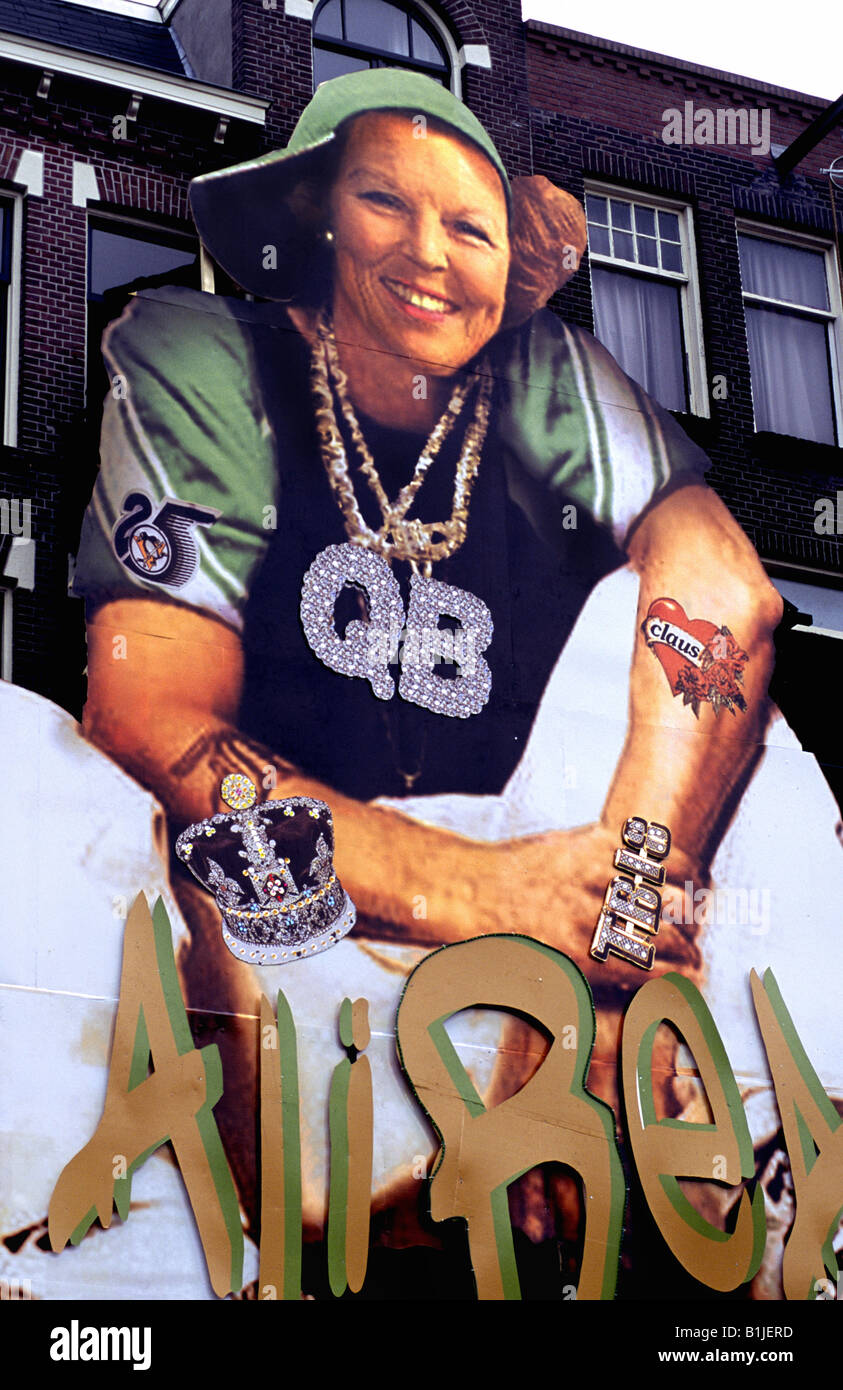 Giant billboard of Queen Beatrice as a Rapper during Queen's Day ...