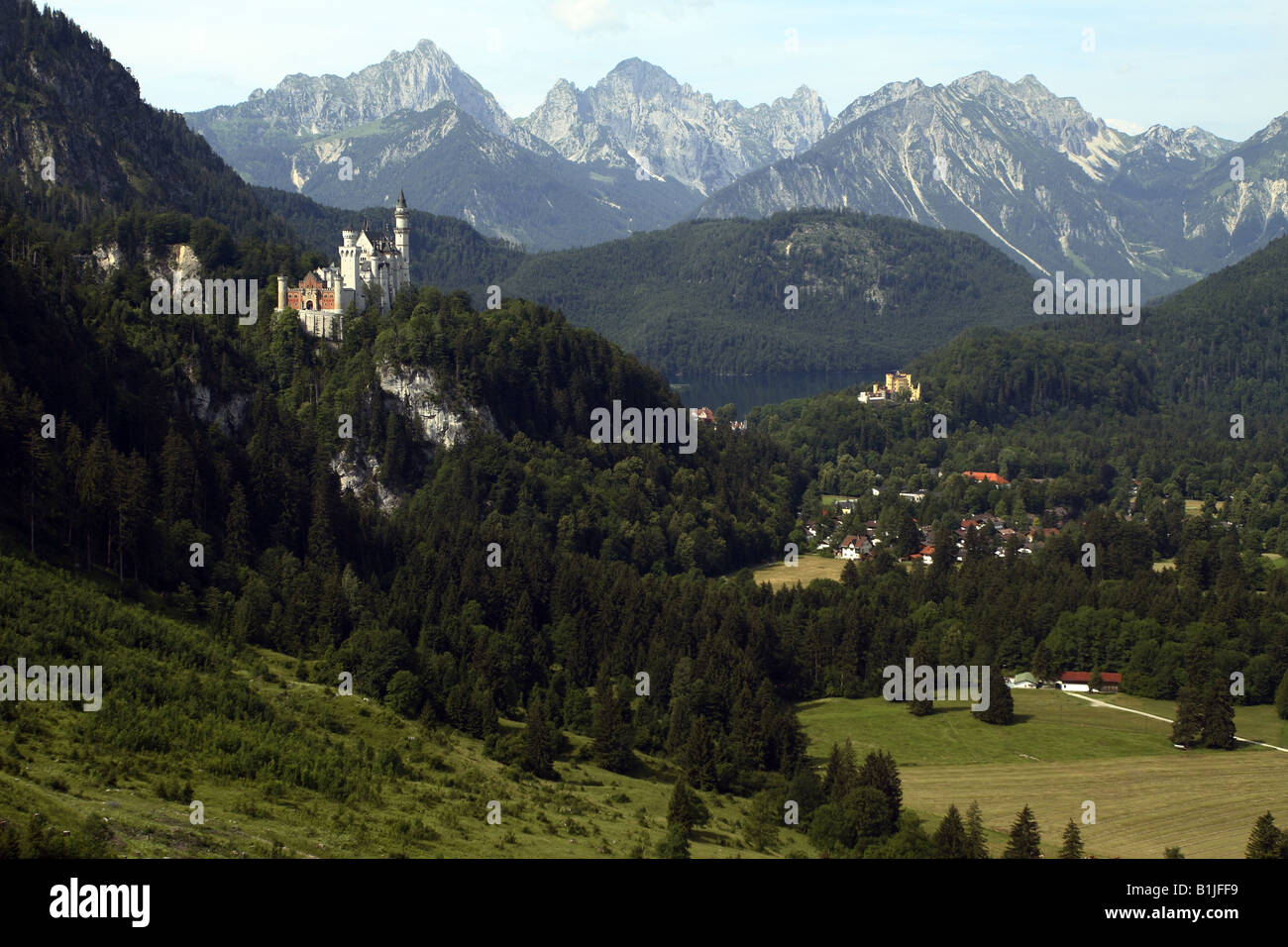 Neuschwanstein Castle and Hohenschwangau Castle, Germany, Ostallgaeu ...
