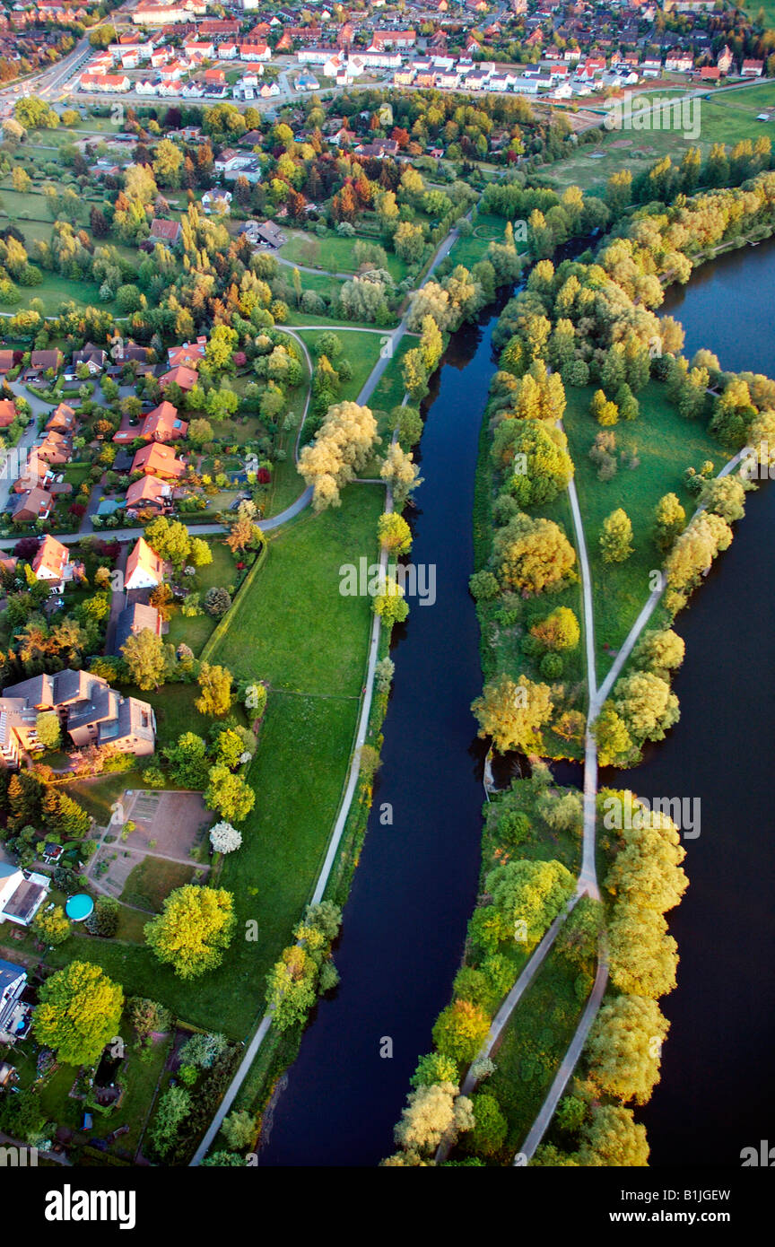 settlements with river between Braunschweig and Wolfenbuettel, Germany ...