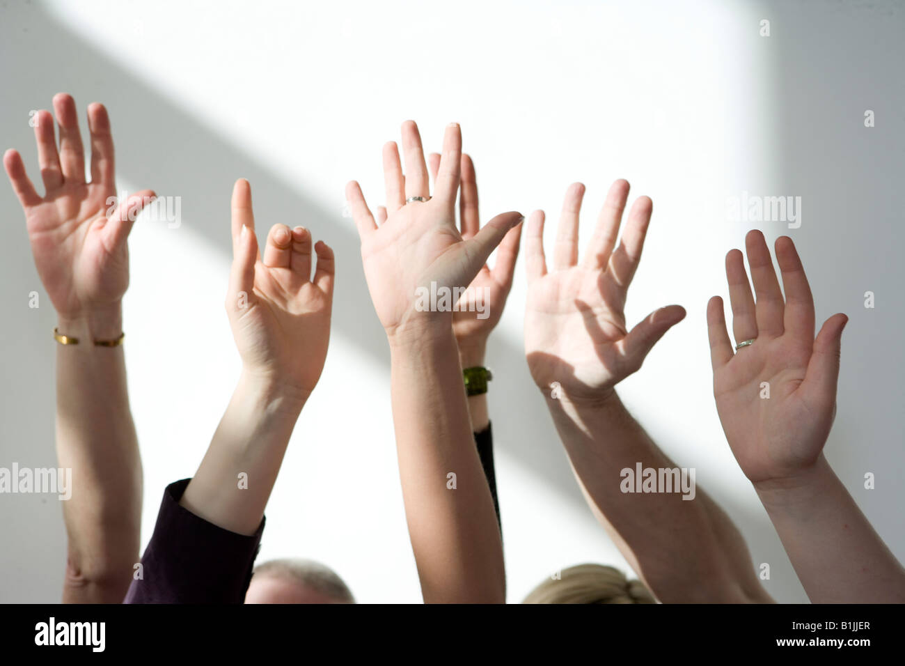 keen hands in the air Stock Photo - Alamy
