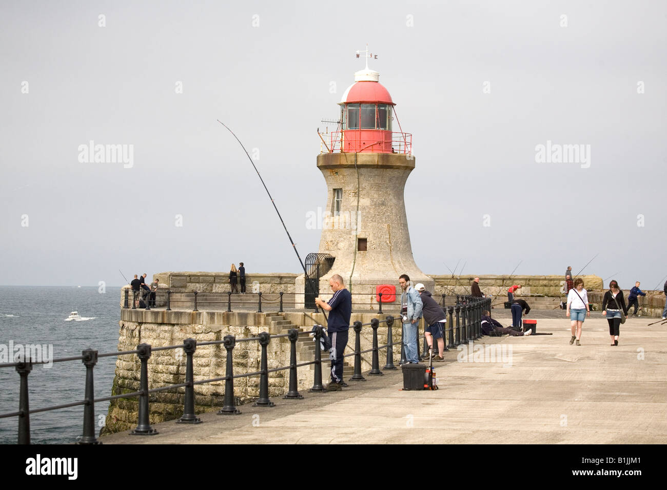 The lighthouse on the south pier of the Tyne as seen from South Shields ...