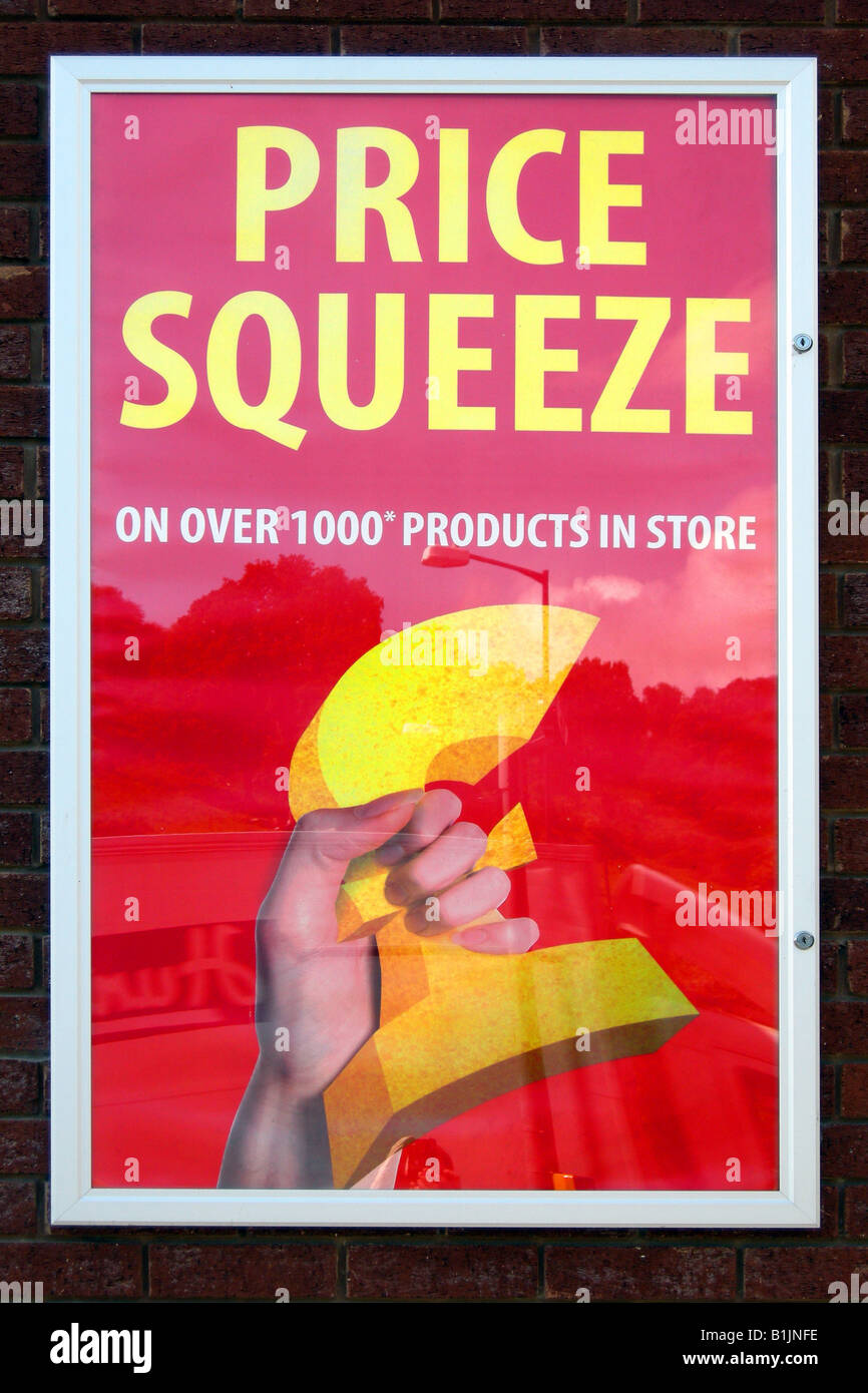 Price squeeze Poster to entice shopper into the store Stock Photo - Alamy