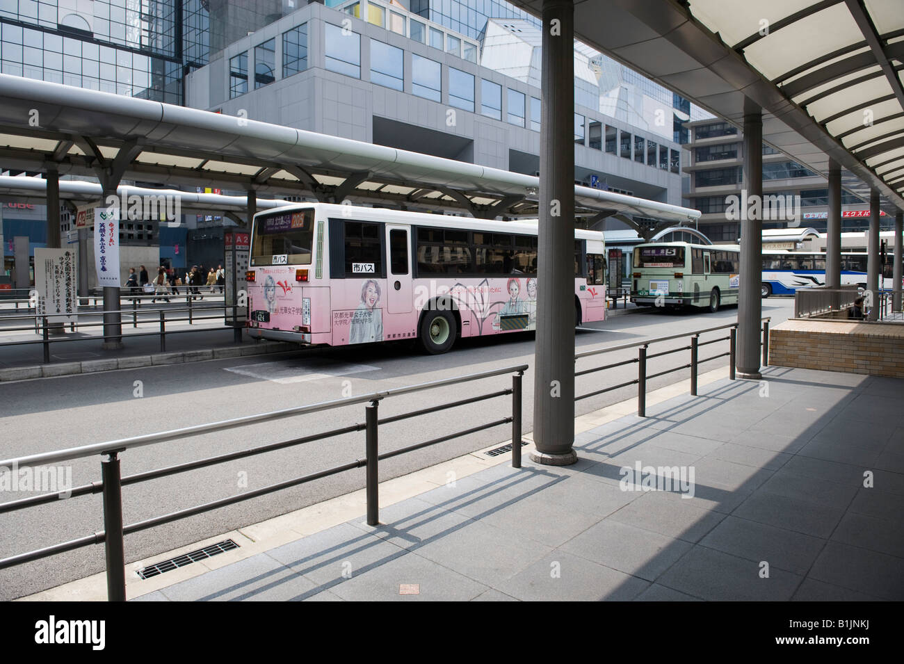 Kyoto, Japan. The busy central bus station, outside the main railway ...