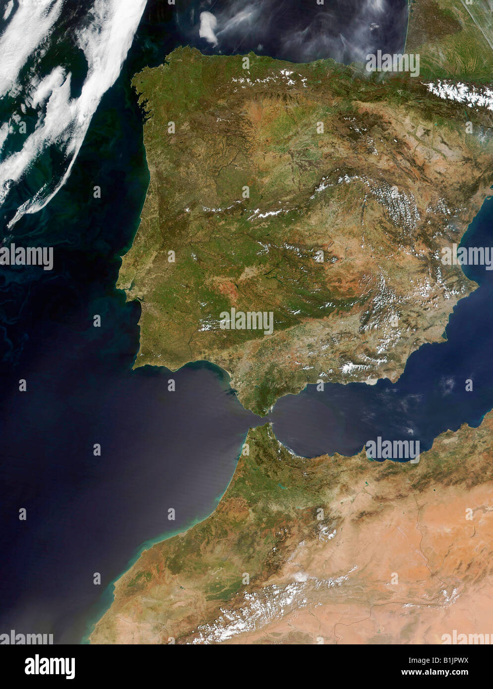 Satellite Image of The Iberian Peninsula Spain and Portugal Stock Photo ...