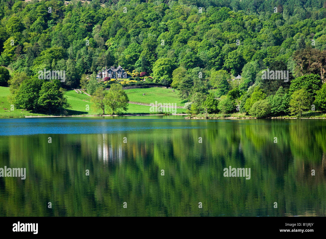 Lake Grasmere Springtime In May Traditional Lakeland Cottages Around ...