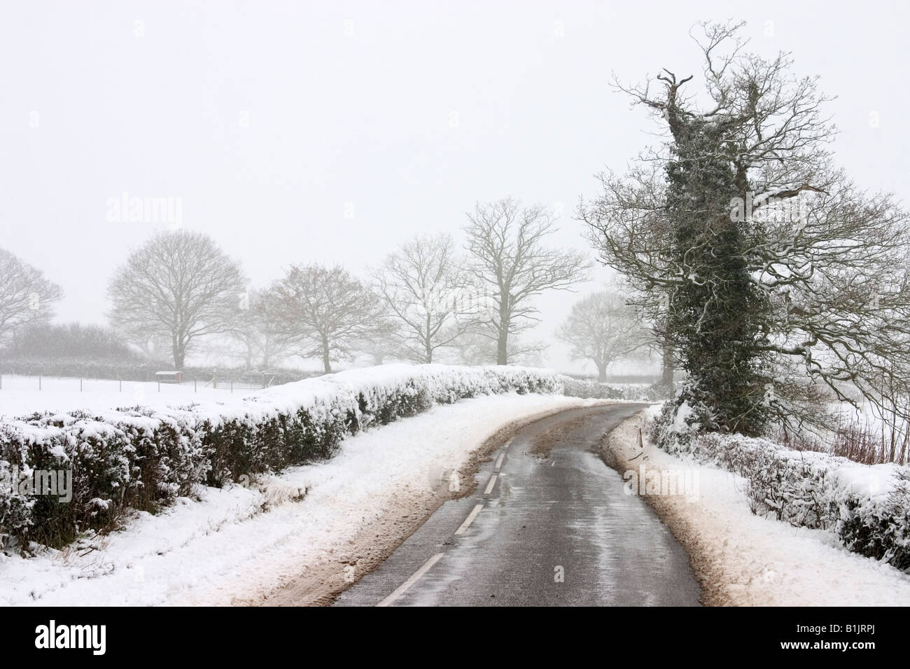 A snowy winter scene in Shropshire England Stock Photo - Alamy
