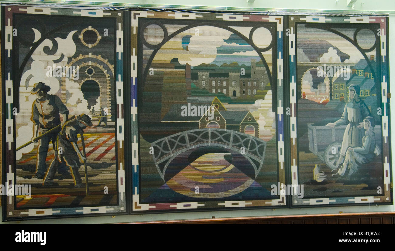 Tapestry depicting workers at Cyfarthfa Ironworks, Merthyr Tydfil, S ...