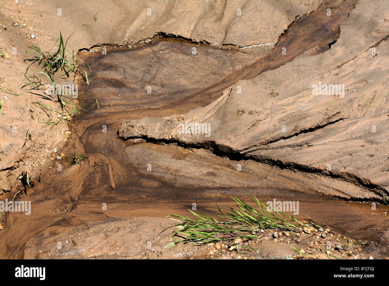 Silt in ditch from field erosion Stock Photo - Alamy