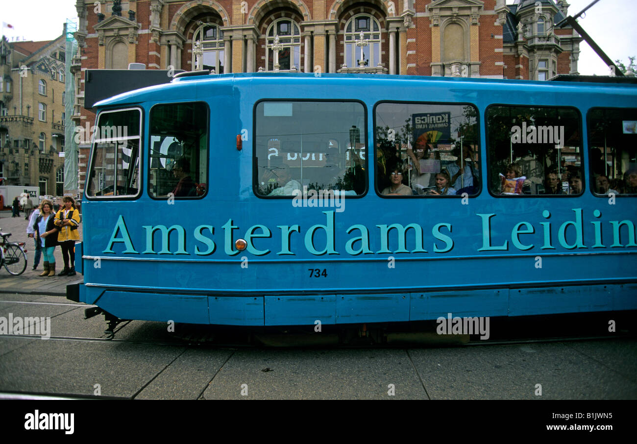 europe holland amsterdam a number 5 tram in city centre Stock Photo - Alamy