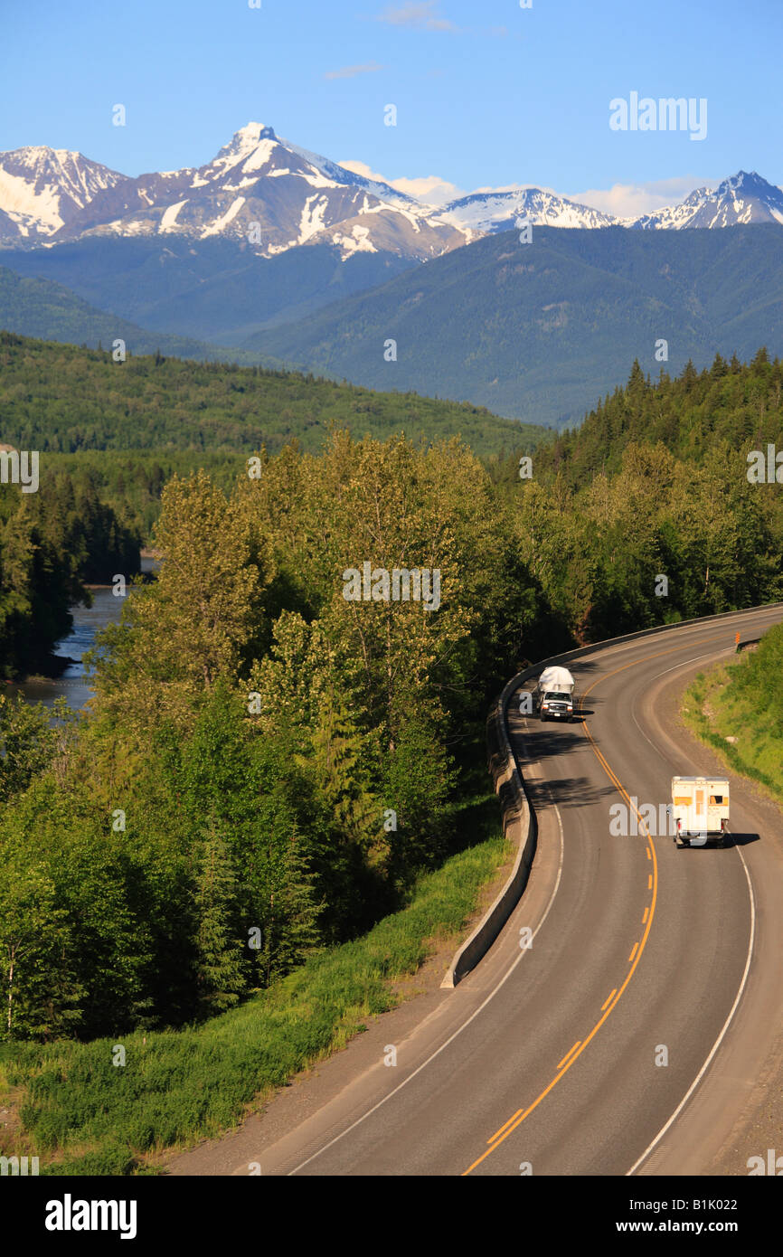 View of Highway 16 and mountains near Kitwanga BC Stock Photo - Alamy