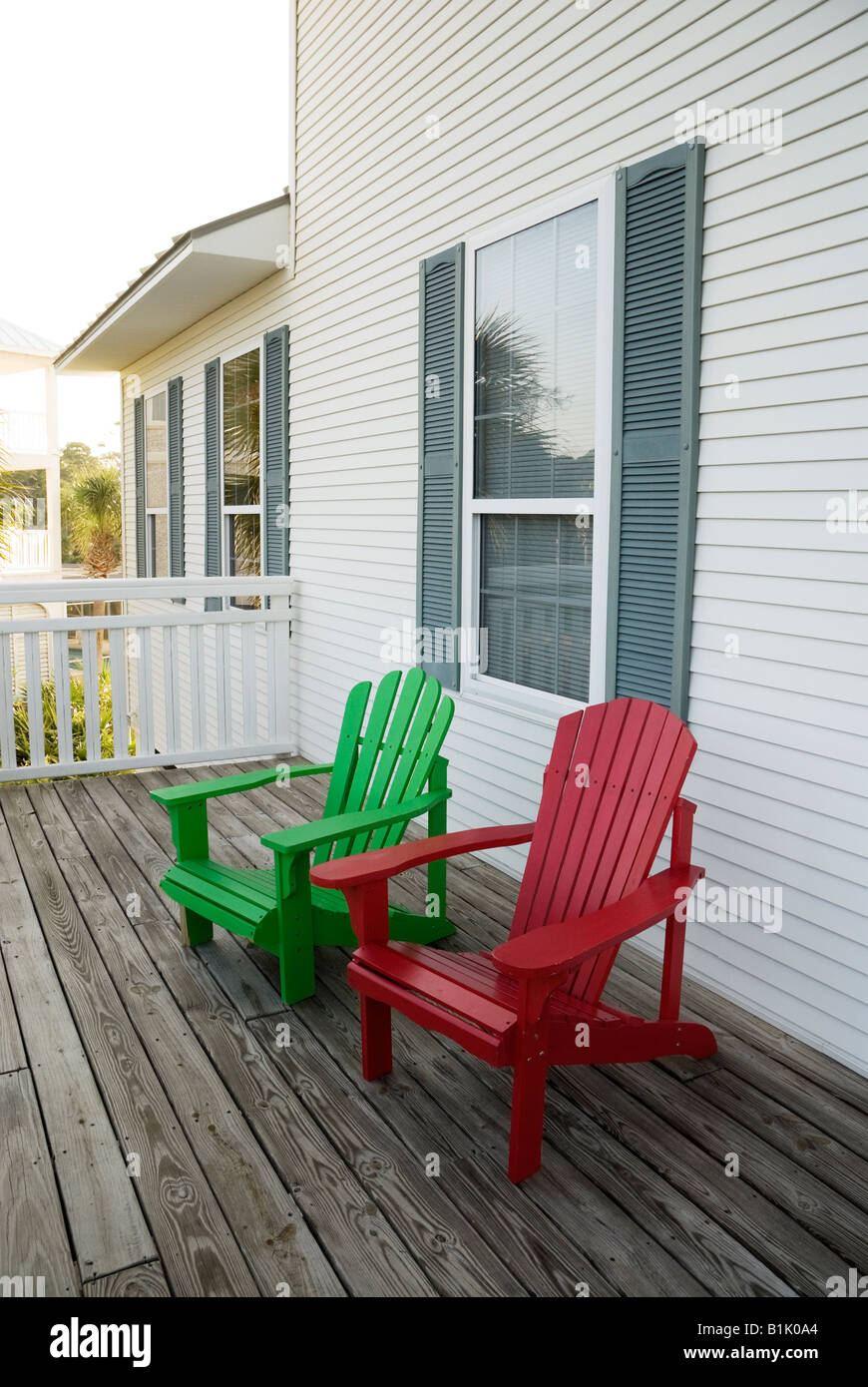 front porch along entrance to home on St George Island Florida Stock ...