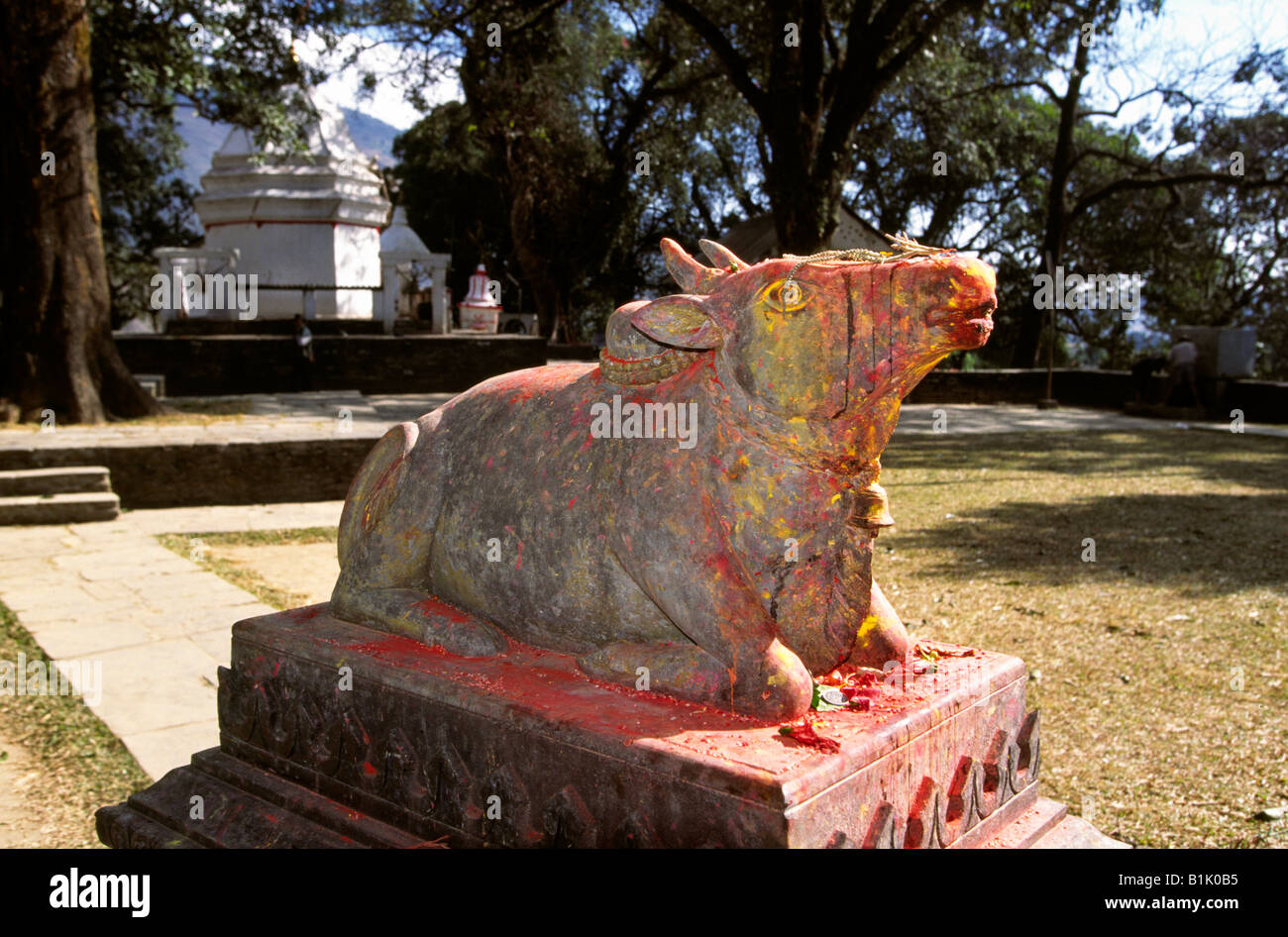 Nepal Pokhara Binde Basinhi temple nandi shivas bull holy cow statue ...