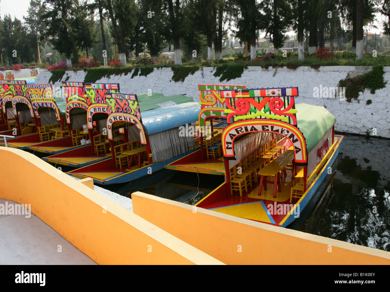 Colourful Trajinera Boats on the Canals of the Floating Gardens of ...