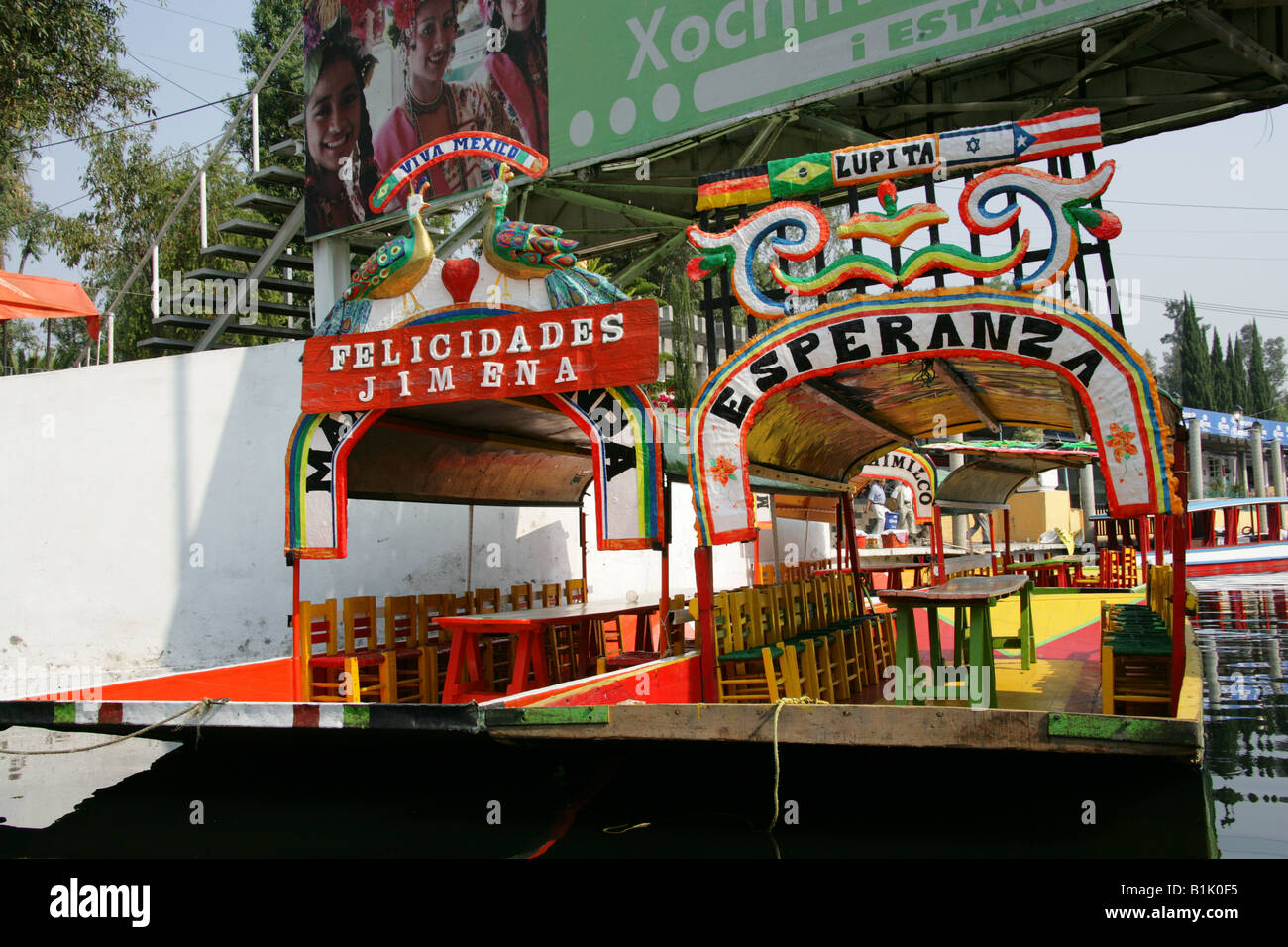 Colourful Trajinera Boats on the Canals of the Floating Gardens of ...
