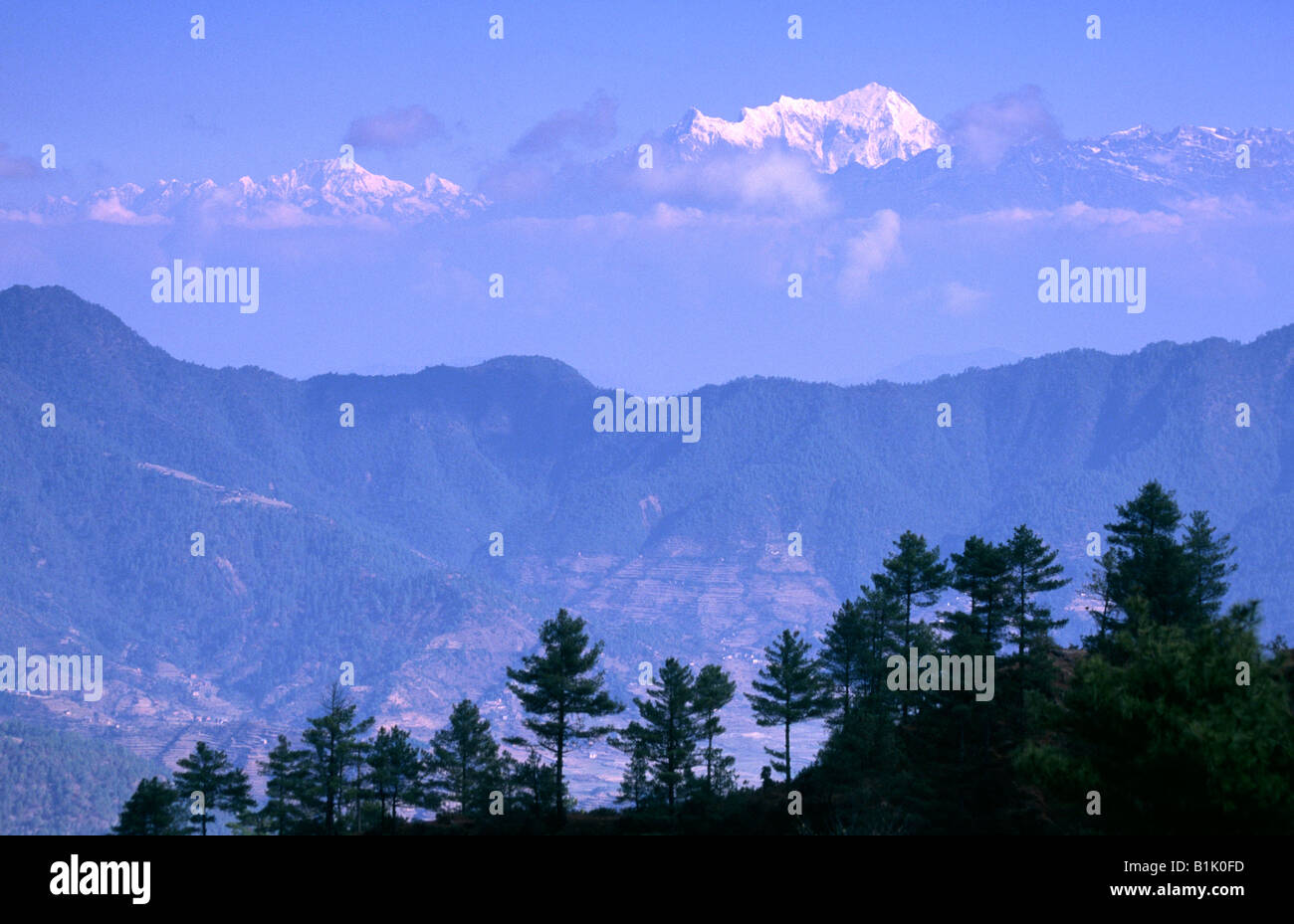 Nepal Himalayas panoramic view of Himalayan mountains from Daman Stock ...