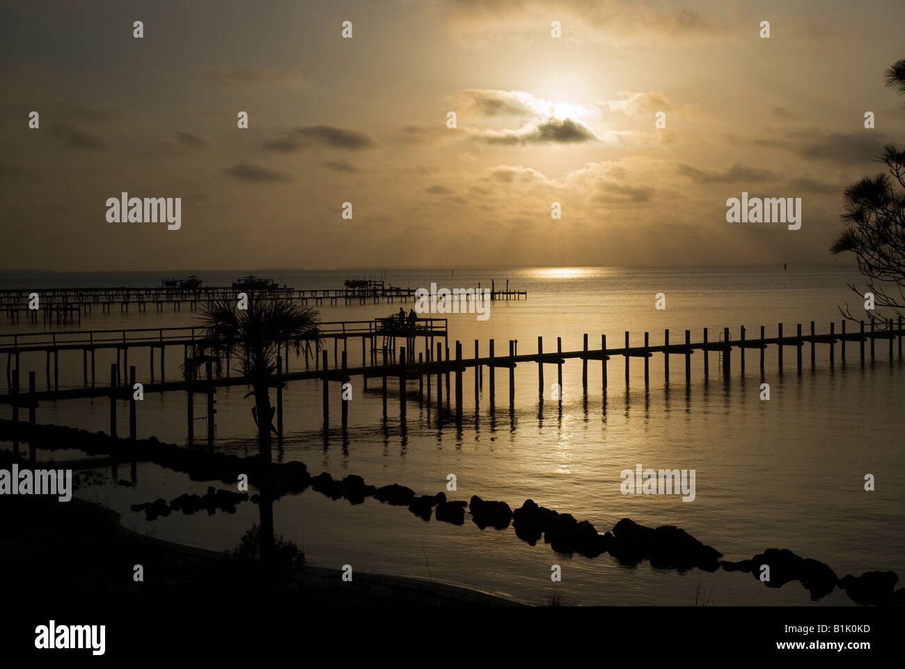 sunset over Apalachicola Bay from St George Island Florida Stock Photo ...