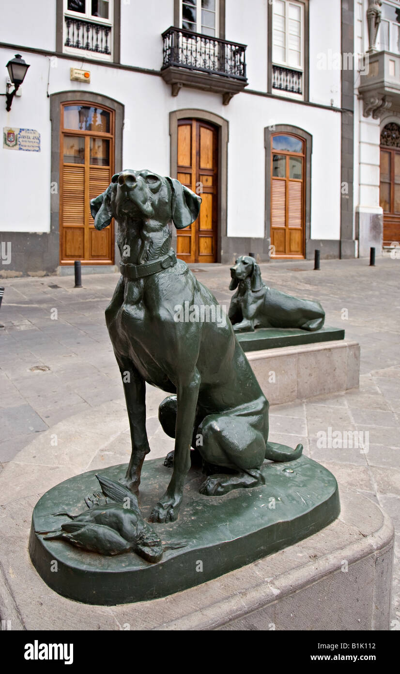 Bronze dog statues in Plaza de Santa Ana Las Palmas Gran Canaria Spain ...