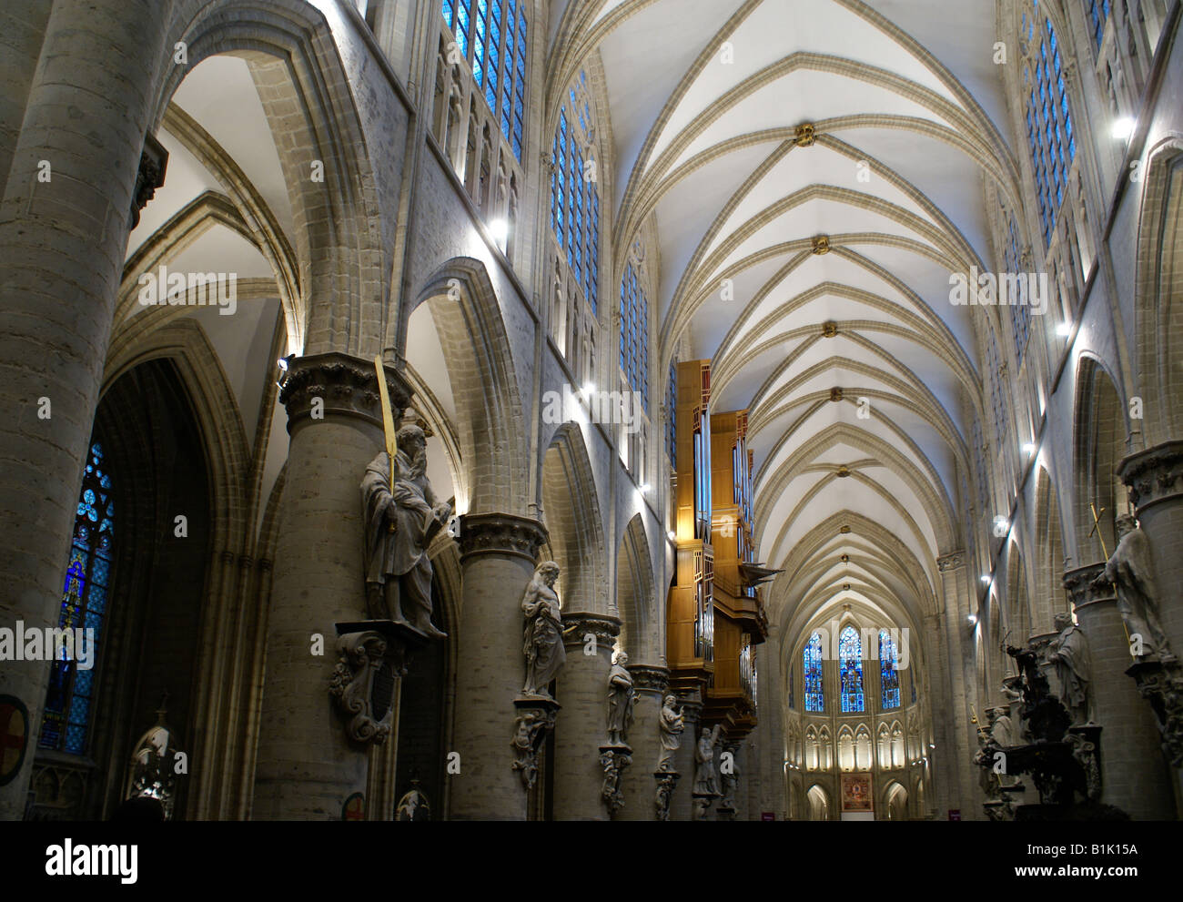 Interior of St. Michael and Gudula Cathedral, in Brussels - Belgium Stock Photo - Alamy