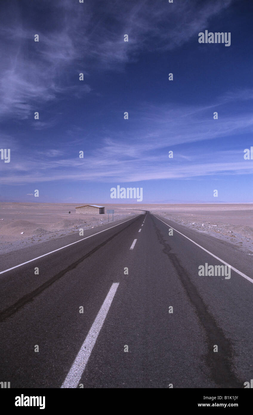 Small house next to Ruta 23-CH road across Atacama Desert near Toconao ...