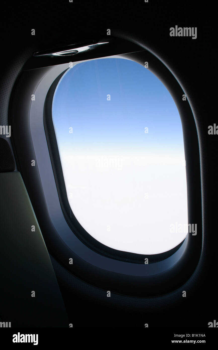 Airbus A340 600 window airplane porthole aeroplane Stock Photo - Alamy