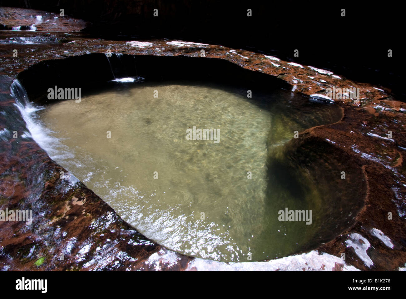 An emerald green pool inside the famous Subway formation in Zion National Park, Utah Stock Photo ...