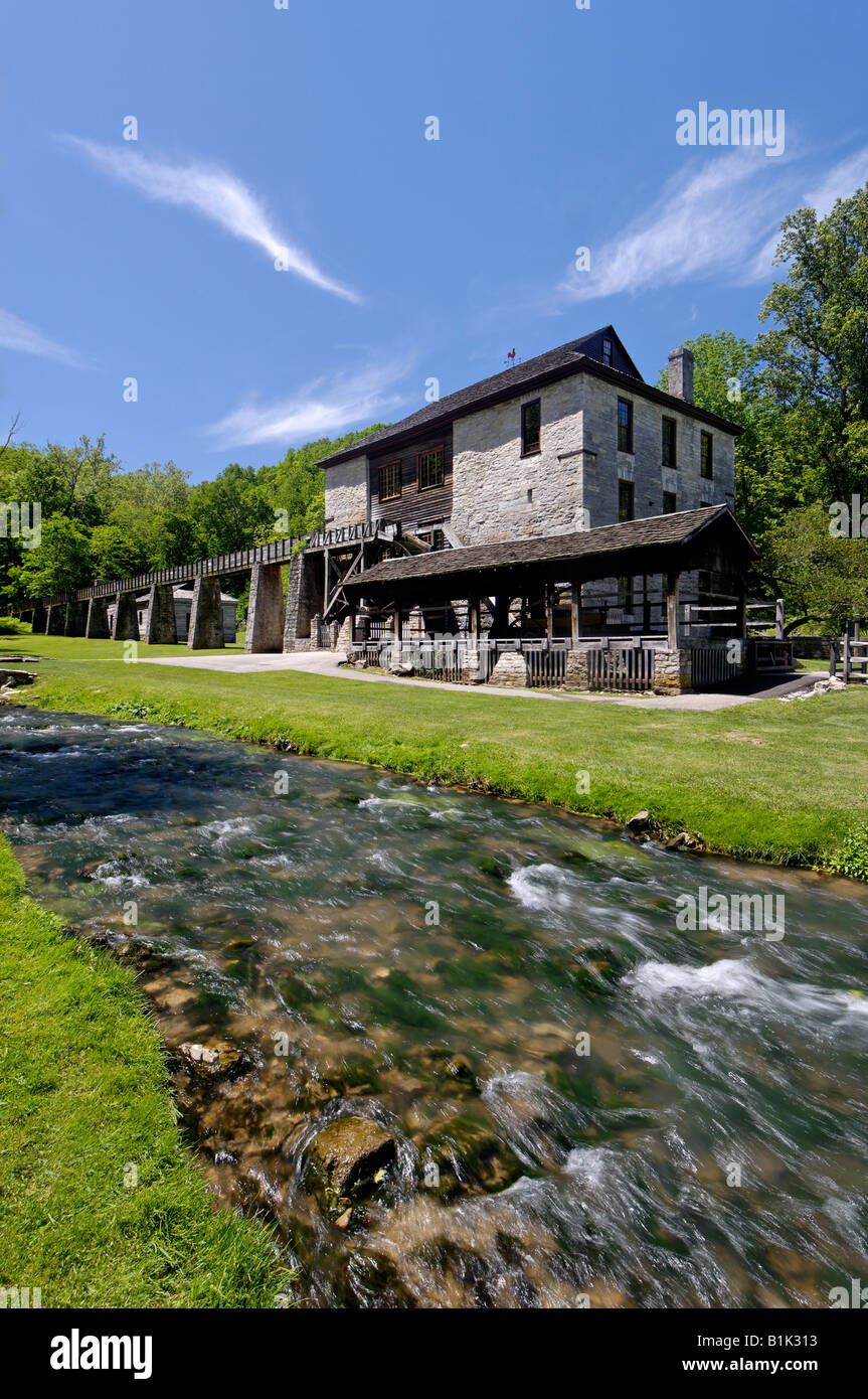 Grist Mill Stream and Pioneer Village in Spring Mill State Park ...