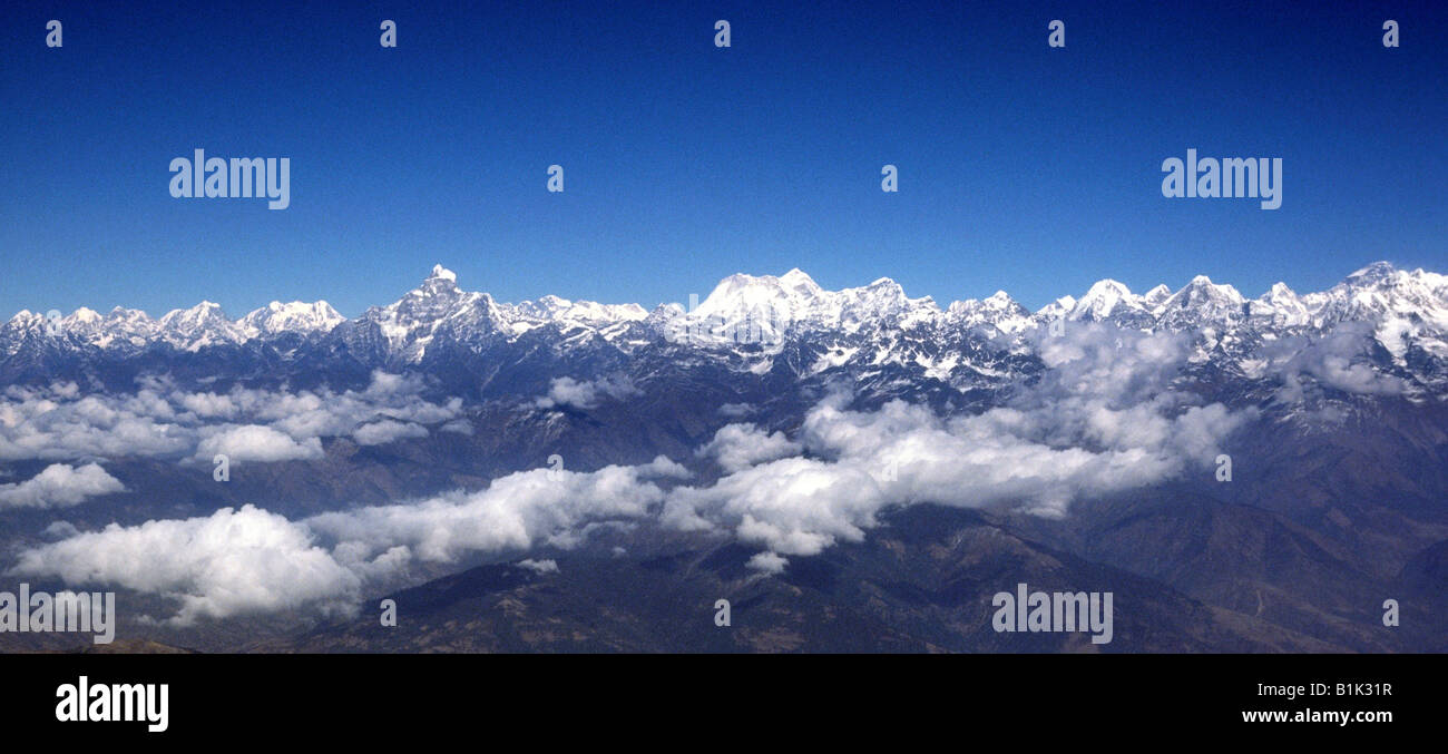 Nepal Aerial Himalayan panorama from mountain sightseeing flight Stock ...