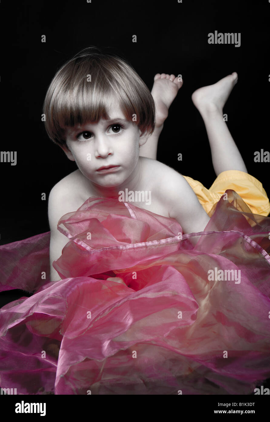 little boy posing with piece of cloth Stock Photo - Alamy
